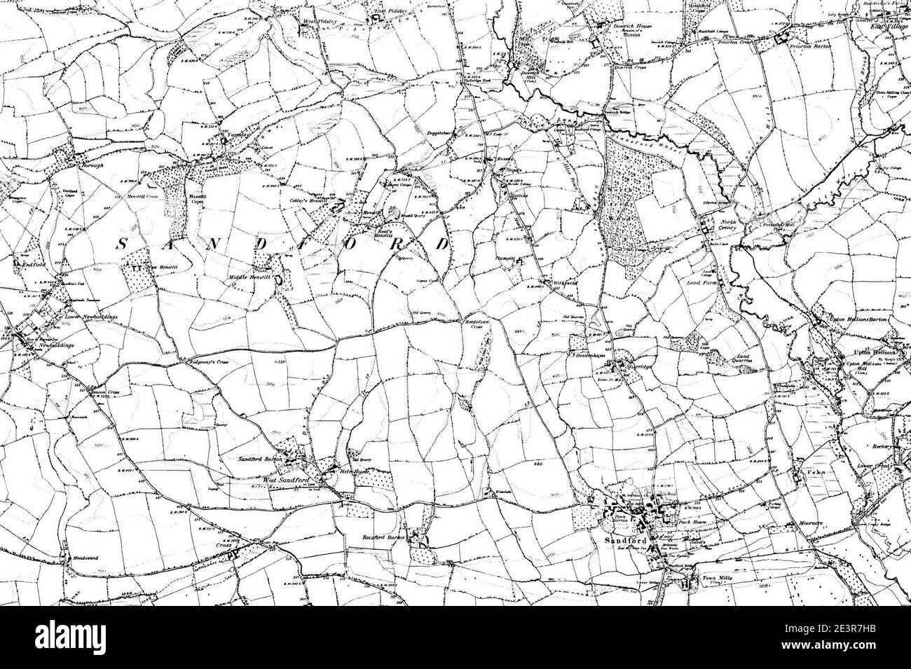 Map of Devon OS Map name 055-SW, Ordnance Survey, 1862-1898 Stock Photo ...