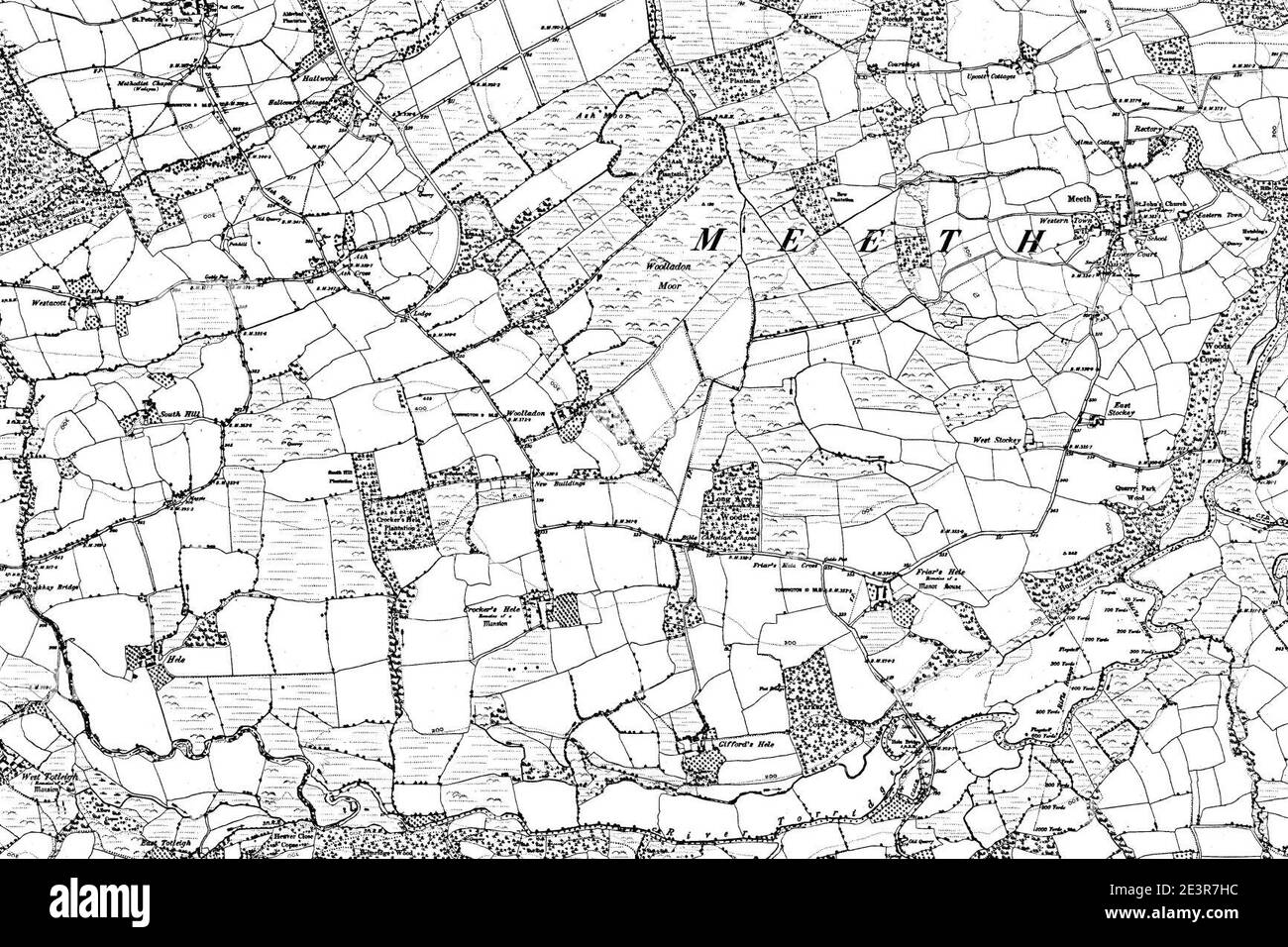 Map of Devon OS Map name 052-NW, Ordnance Survey, 1862-1898 Stock Photo ...