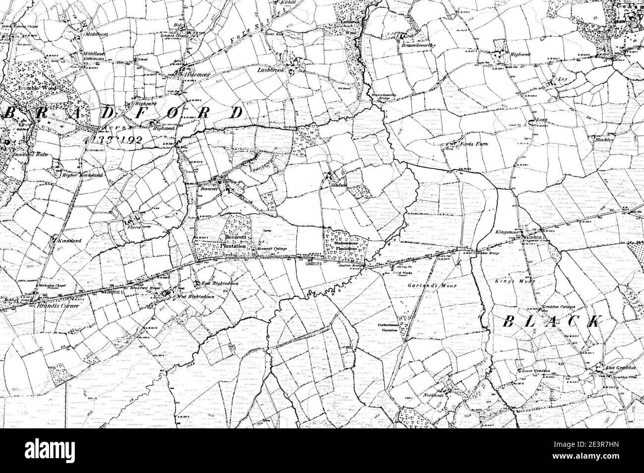 Map of Devon OS Map name 051-SW, Ordnance Survey, 1862-1898 Stock Photo ...