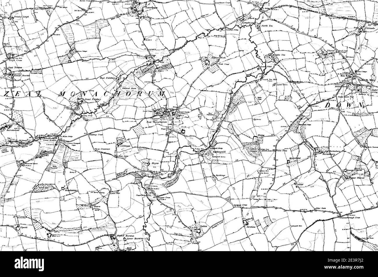 Map of Devon OS Map name 054-SW, Ordnance Survey, 1862-1898 Stock Photo ...
