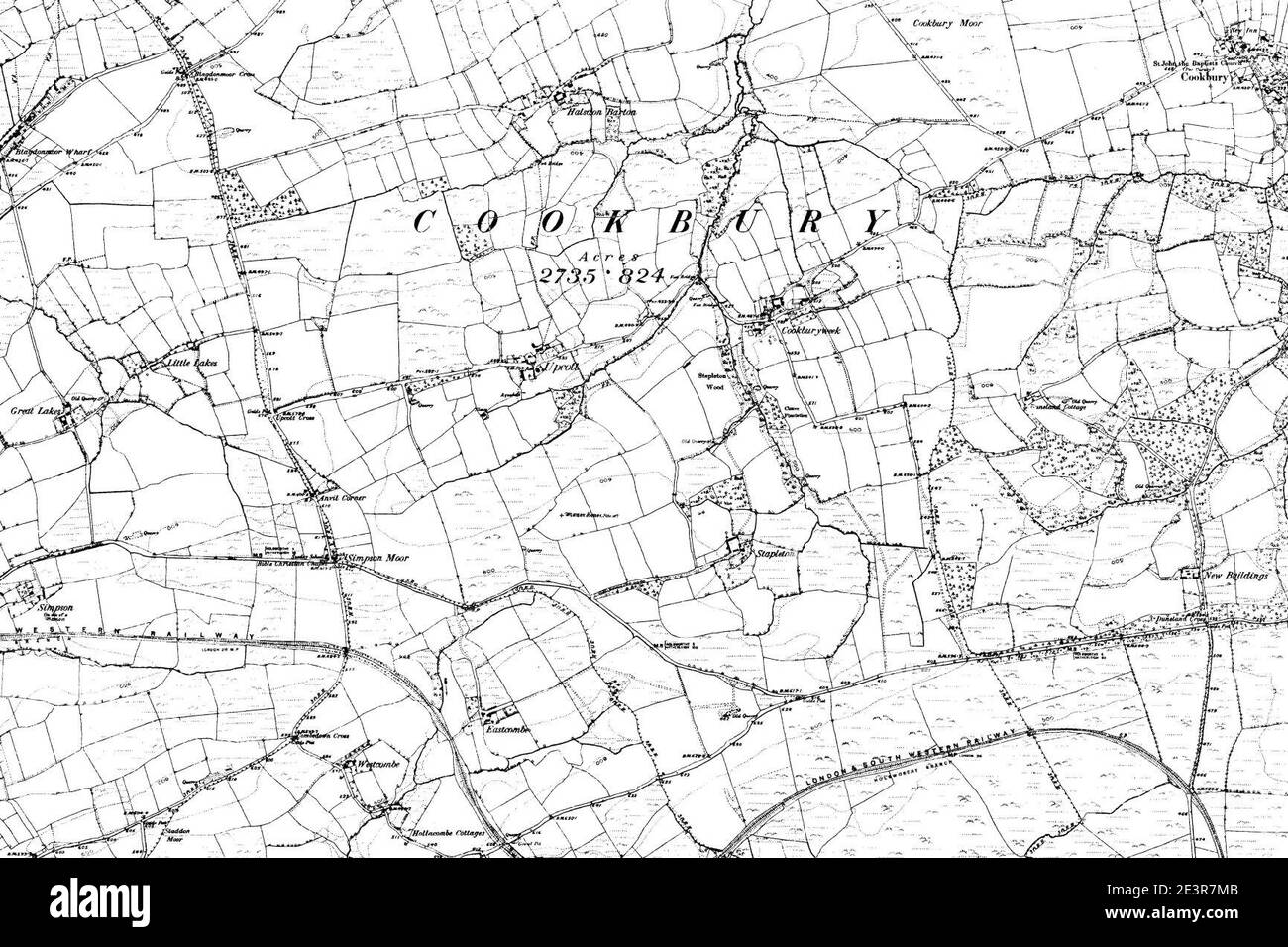 Map of Devon OS Map name 050-SE, Ordnance Survey, 1862-1898 Stock Photo ...
