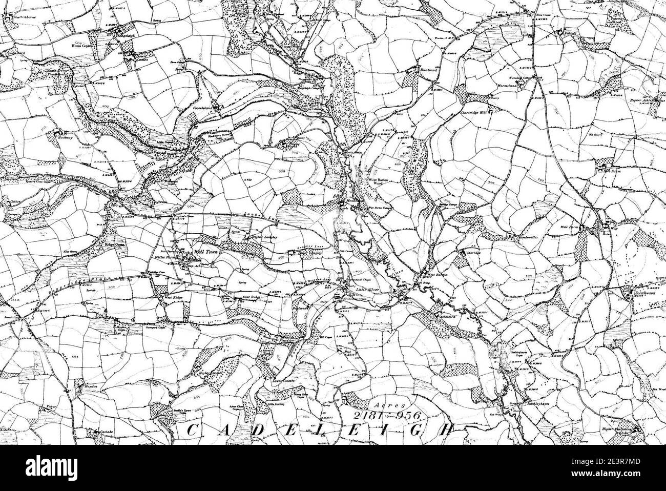 Map of Devon OS Map name 045-SW, Ordnance Survey, 1862-1898 Stock Photo ...