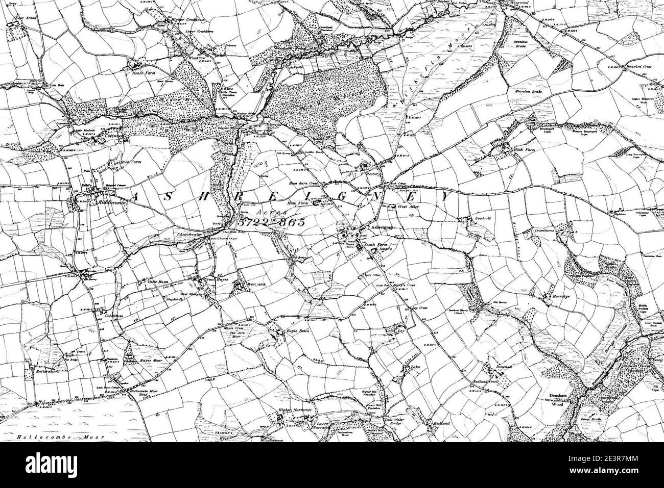Map of Devon OS Map name 042-NW, Ordnance Survey, 1862-1898 Stock Photo ...
