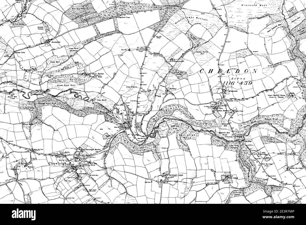 Map of Devon OS Map name 043-NW, Ordnance Survey, 1862-1898 Stock Photo ...