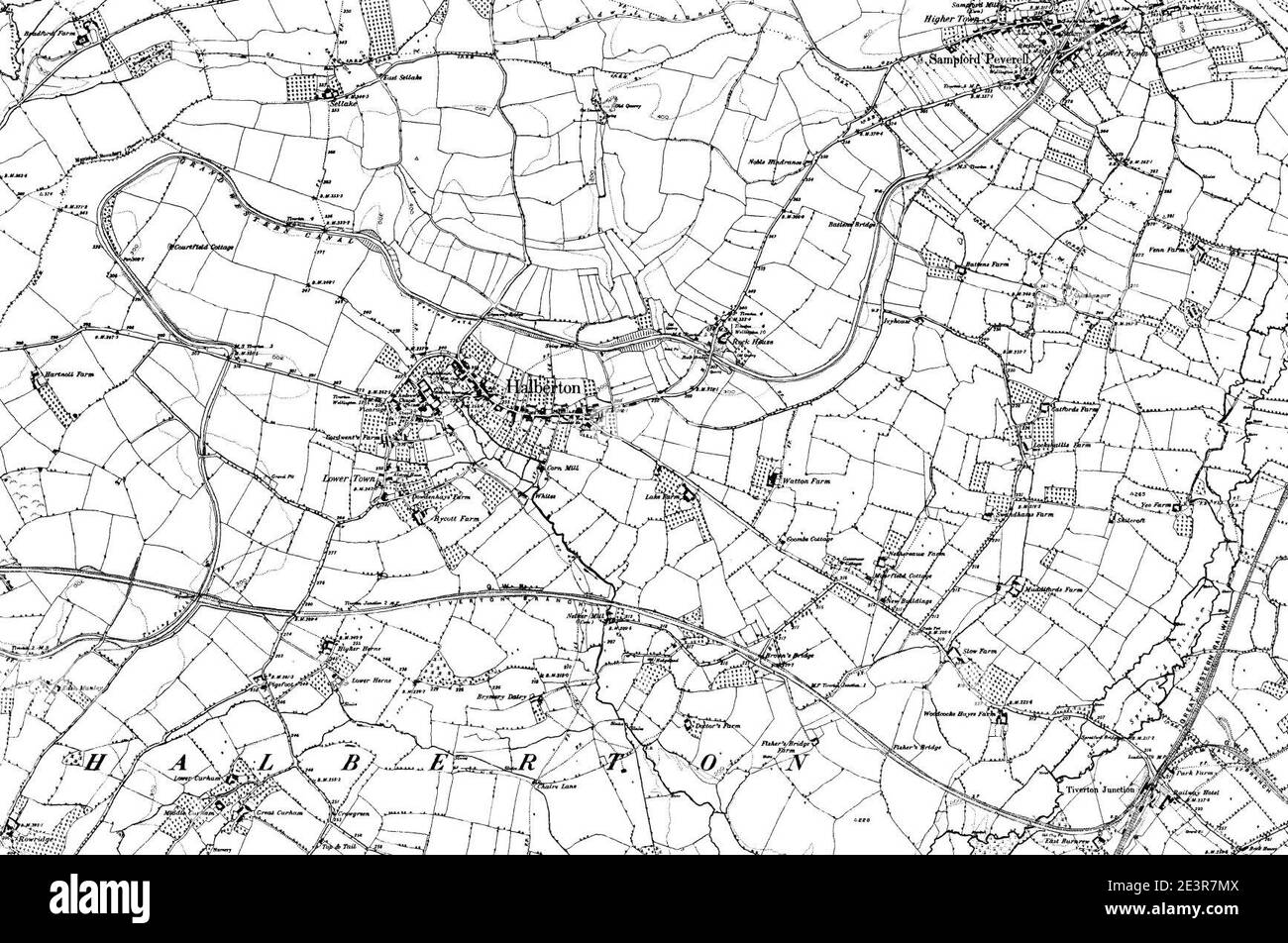 Map of Devon OS Map name 046-NW, Ordnance Survey, 1862-1898 Stock Photo ...