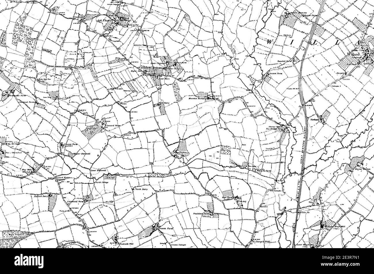 Map of Devon OS Map name 046-SW, Ordnance Survey, 1862-1898 Stock Photo ...