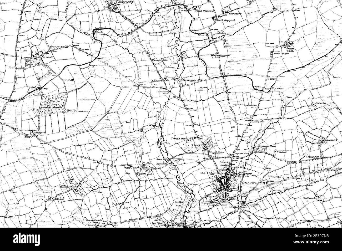 Map of Devon OS Map name 050-SW, Ordnance Survey, 1862-1898 Stock Photo ...