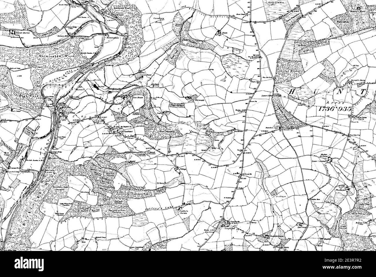Map of Devon OS Map name 034-NE, Ordnance Survey, 1862-1898 Stock Photo ...