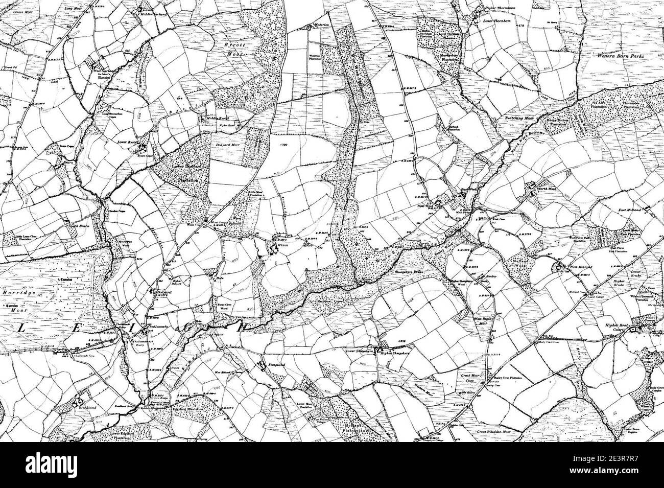 Map of Devon OS Map name 032-SW, Ordnance Survey, 1862-1898 Stock Photo ...