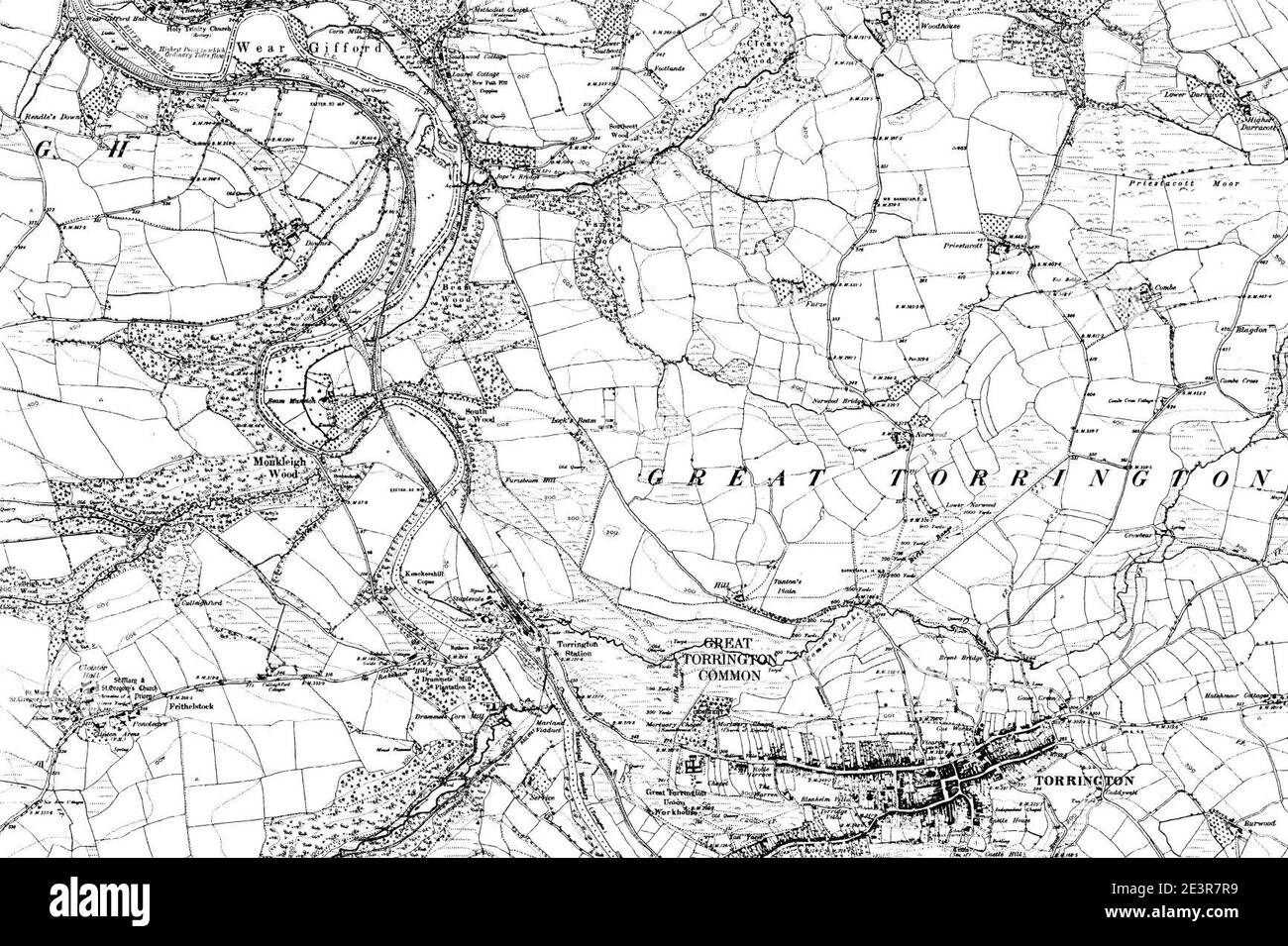 Map of Devon OS Map name 029-NE, Ordnance Survey, 1862-1898 Stock Photo ...