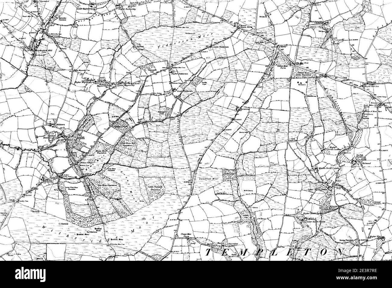 Map of Devon OS Map name 033-SE, Ordnance Survey, 1862-1898 Stock Photo ...