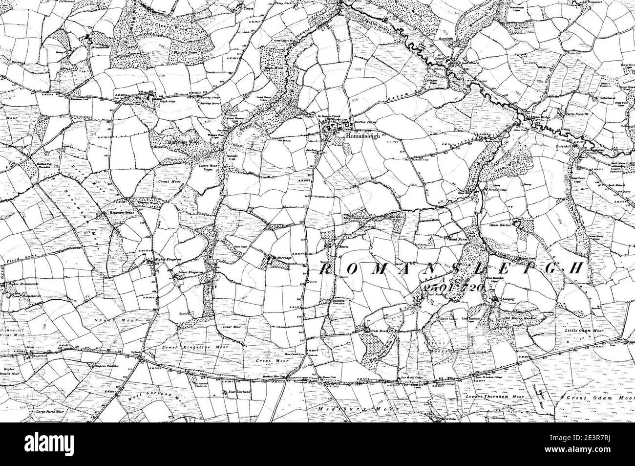 Map of Devon OS Map name 032-NW, Ordnance Survey, 1862-1898 Stock Photo ...