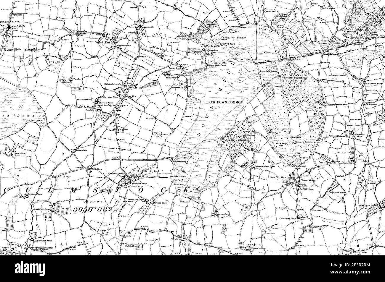 Map of Devon OS Map name 036-SW, Ordnance Survey, 1862-1898 Stock Photo ...