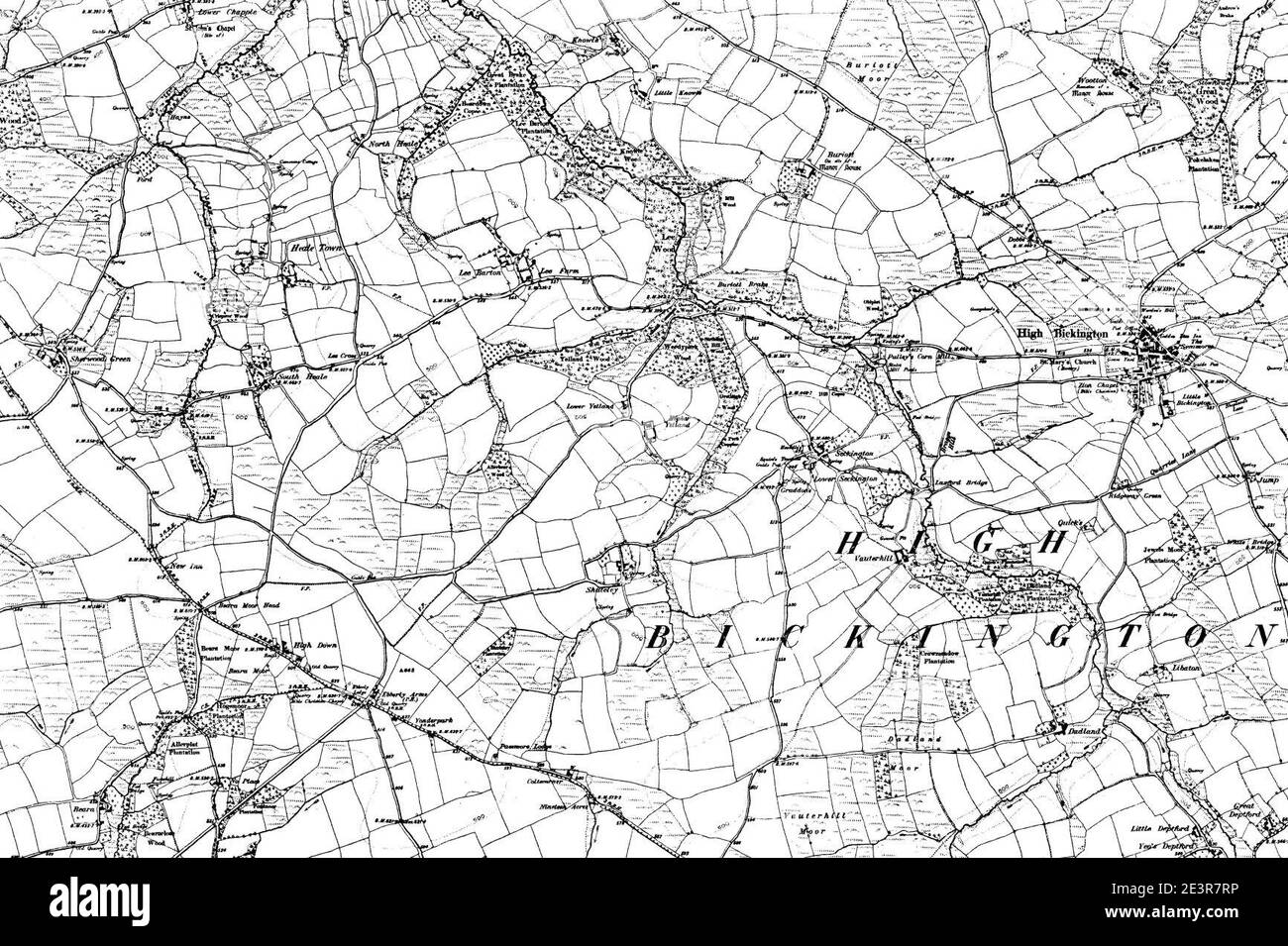 Map of Devon OS Map name 030-NE, Ordnance Survey, 1862-1898 Stock Photo ...