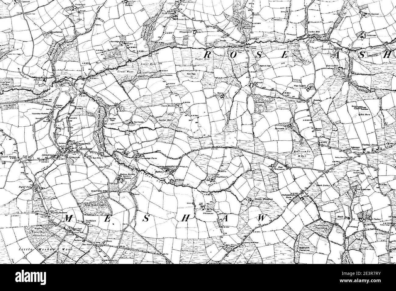 Map of Devon OS Map name 032-NE, Ordnance Survey, 1862-1898 Stock Photo ...