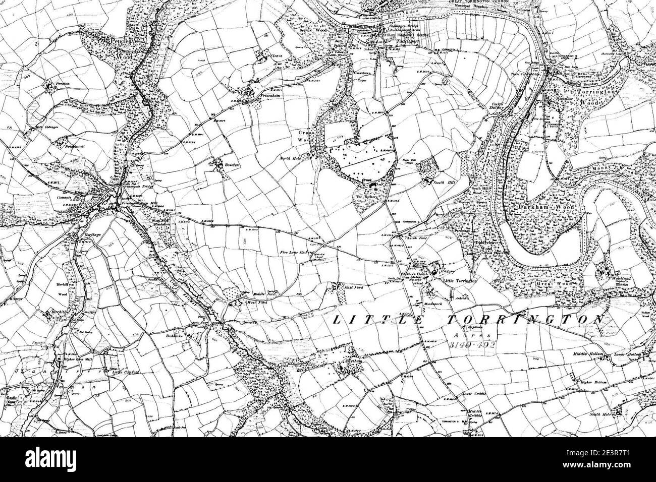 Map of Devon OS Map name 029-SE, Ordnance Survey, 1862-1898 Stock Photo ...