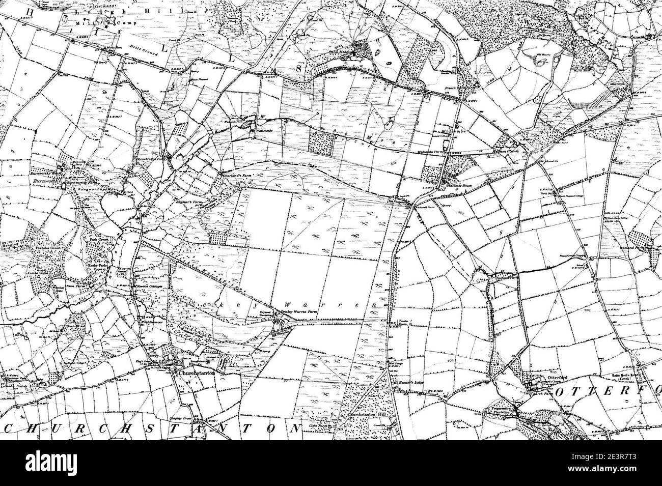 Map of Devon OS Map name 037-SW, Ordnance Survey, 1862-1898 Stock Photo ...