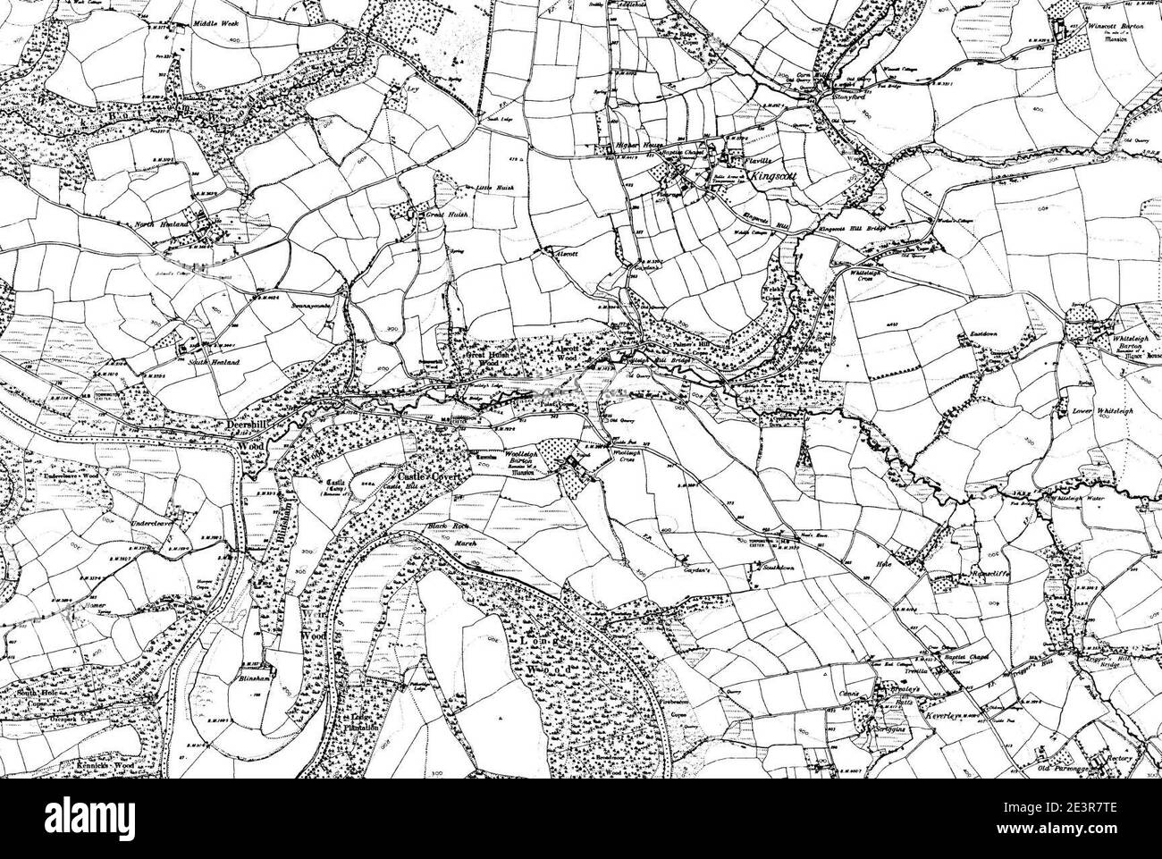 Map of Devon OS Map name 030-SW, Ordnance Survey, 1862-1898 Stock Photo ...