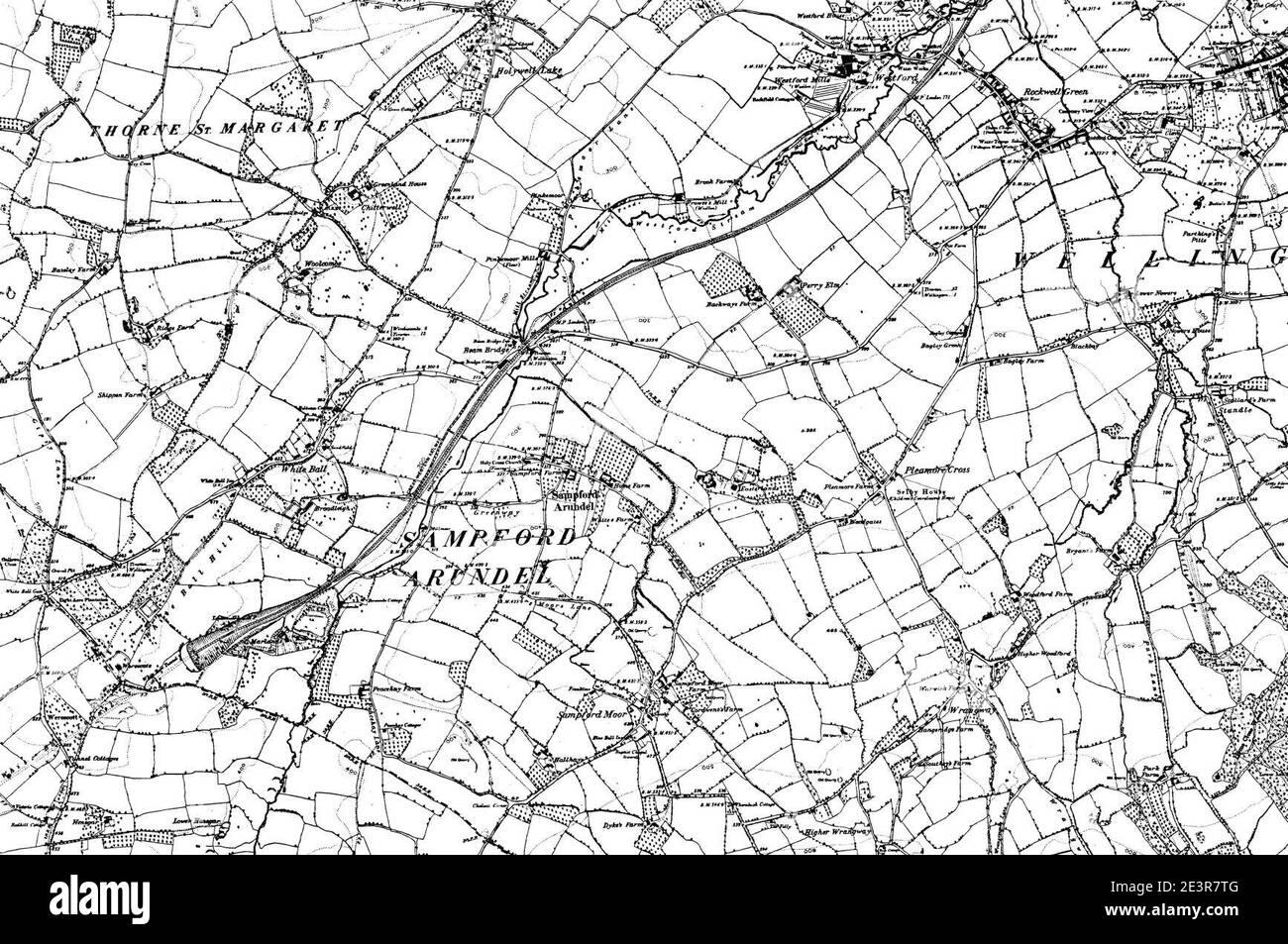 Map of Devon OS Map name 036-NW, Ordnance Survey, 1862-1898 Stock Photo ...