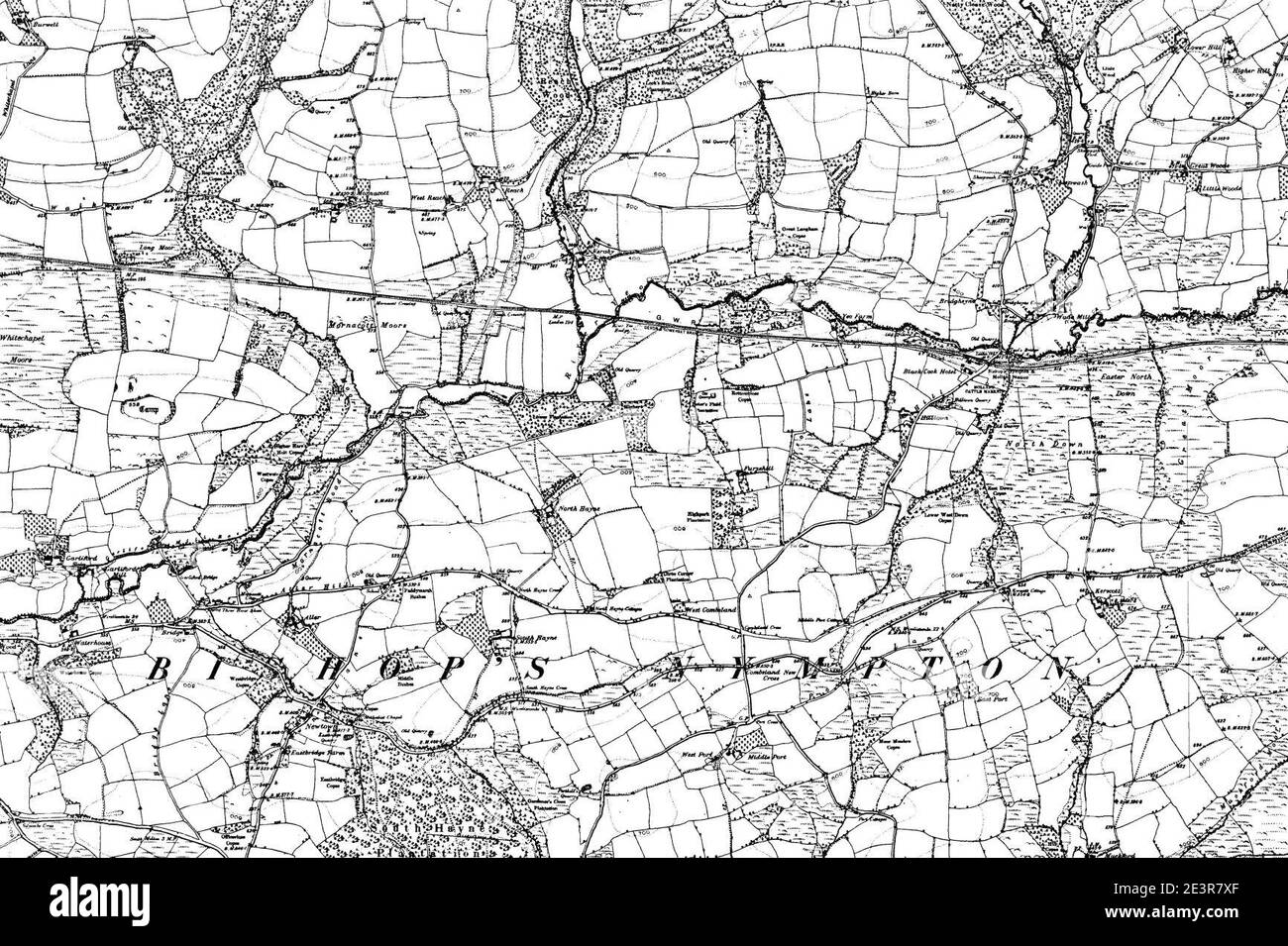 Map of Devon OS Map name 022-NE, Ordnance Survey, 1862-1898 Stock Photo ...