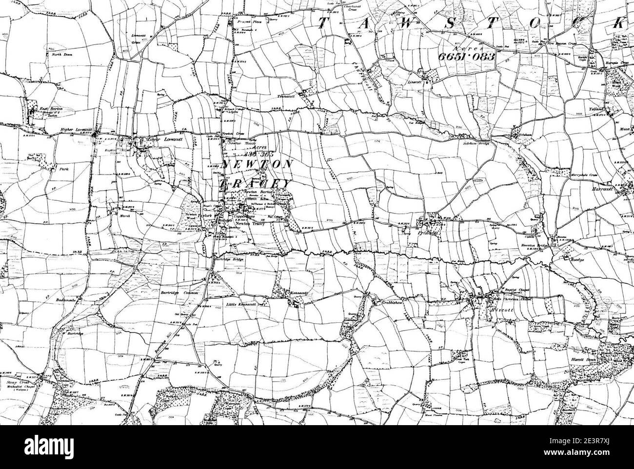 Map of Devon OS Map name 020-NW, Ordnance Survey, 1862-1898 Stock Photo ...