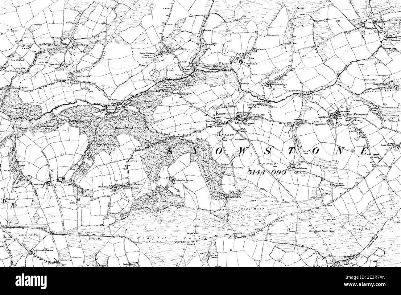 Map of Devon OS Map name 023-SW, Ordnance Survey, 1862-1898 Stock Photo ...