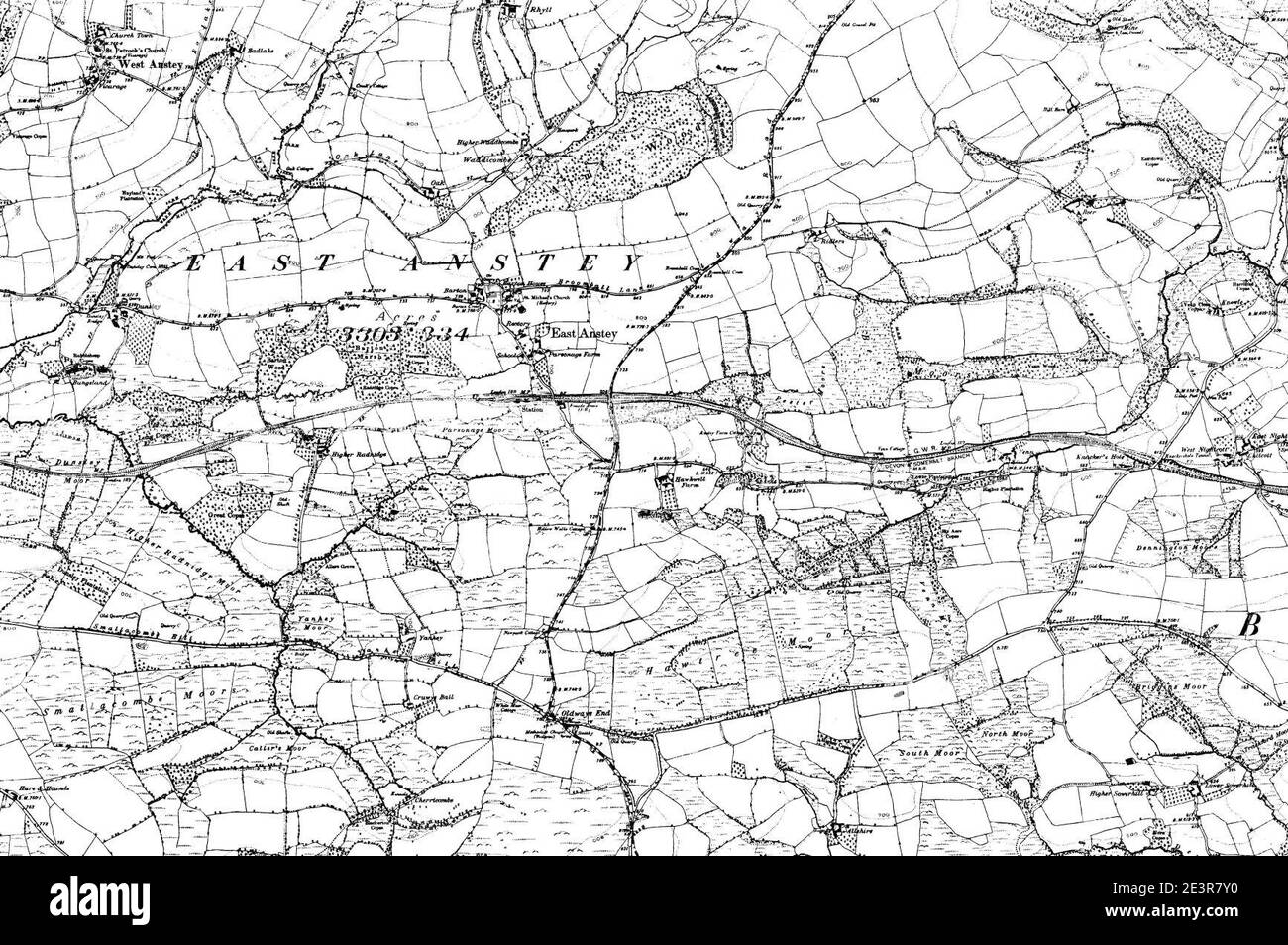 Map of Devon OS Map name 023-NE, Ordnance Survey, 1862-1898 Stock Photo ...