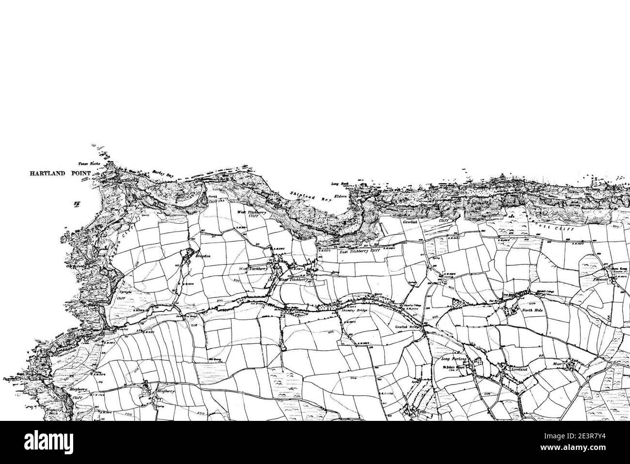 Map of Devon OS Map name 017-NW, Ordnance Survey, 1862-1898 Stock Photo ...