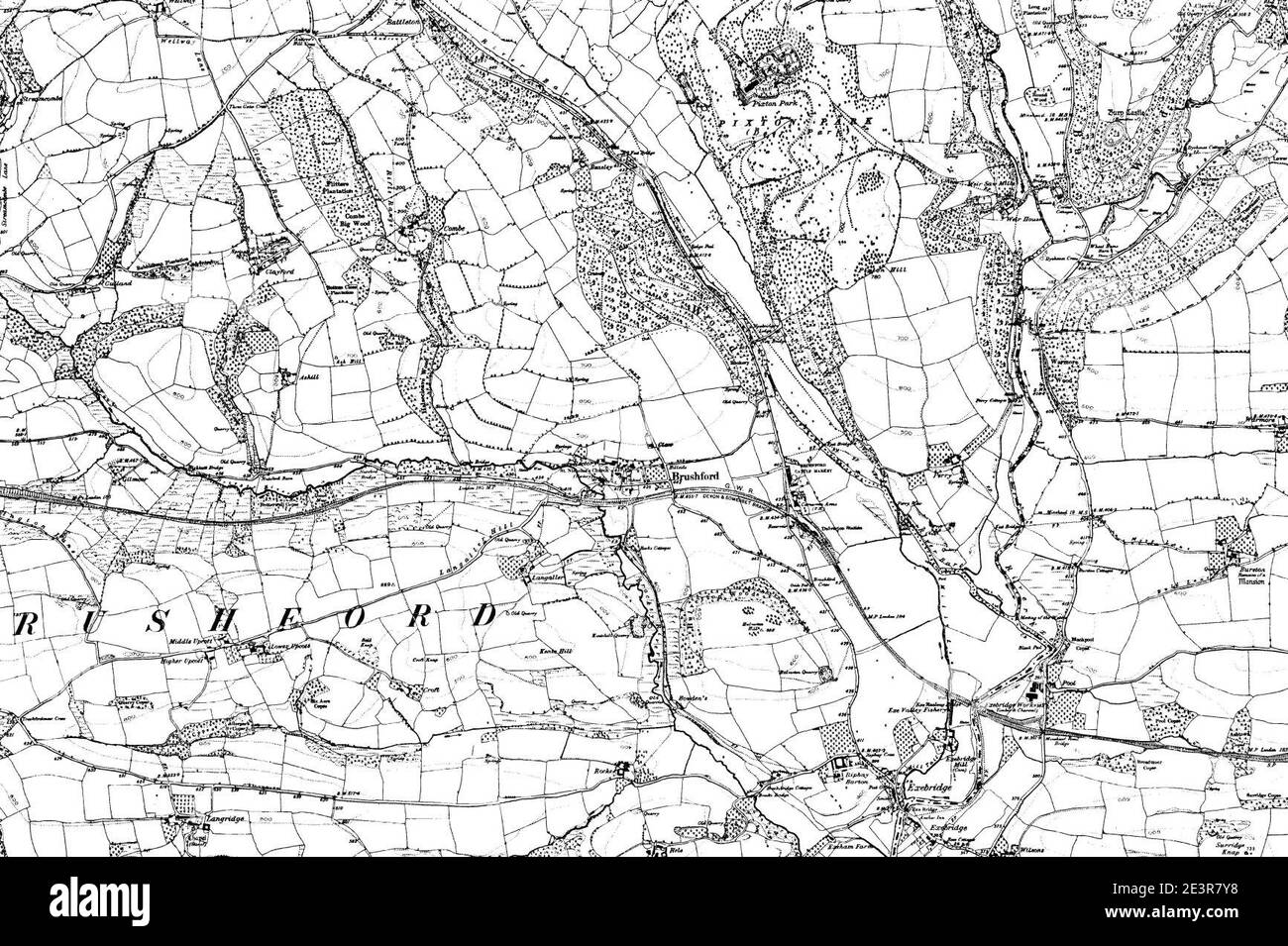 Map of Devon OS Map name 024-NW, Ordnance Survey, 1862-1898 Stock Photo ...
