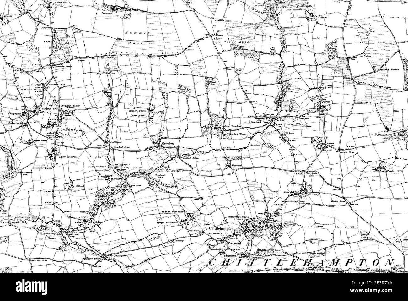 Map of Devon OS Map name 021-NW, Ordnance Survey, 1862-1898 Stock Photo ...