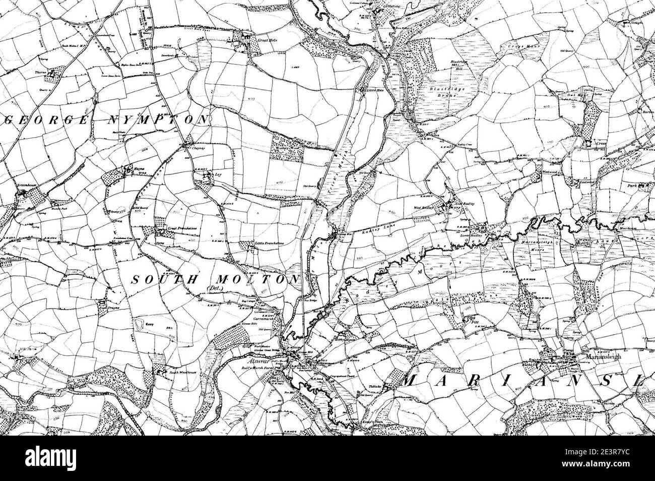 Map of Devon OS Map name 022-SW, Ordnance Survey, 1862-1898 Stock Photo ...