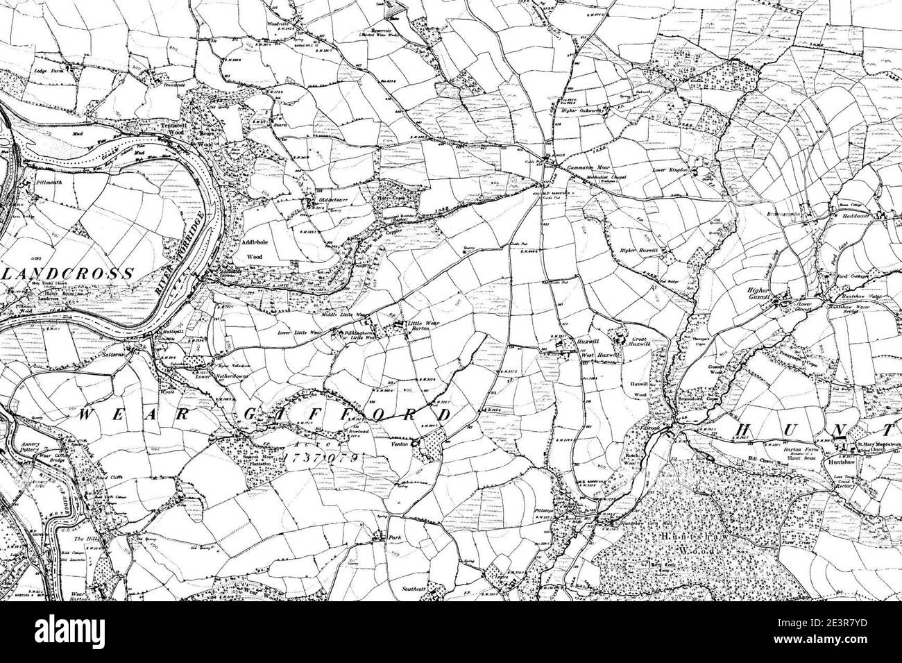 Map of Devon OS Map name 019-SE, Ordnance Survey, 1862-1898 Stock Photo ...