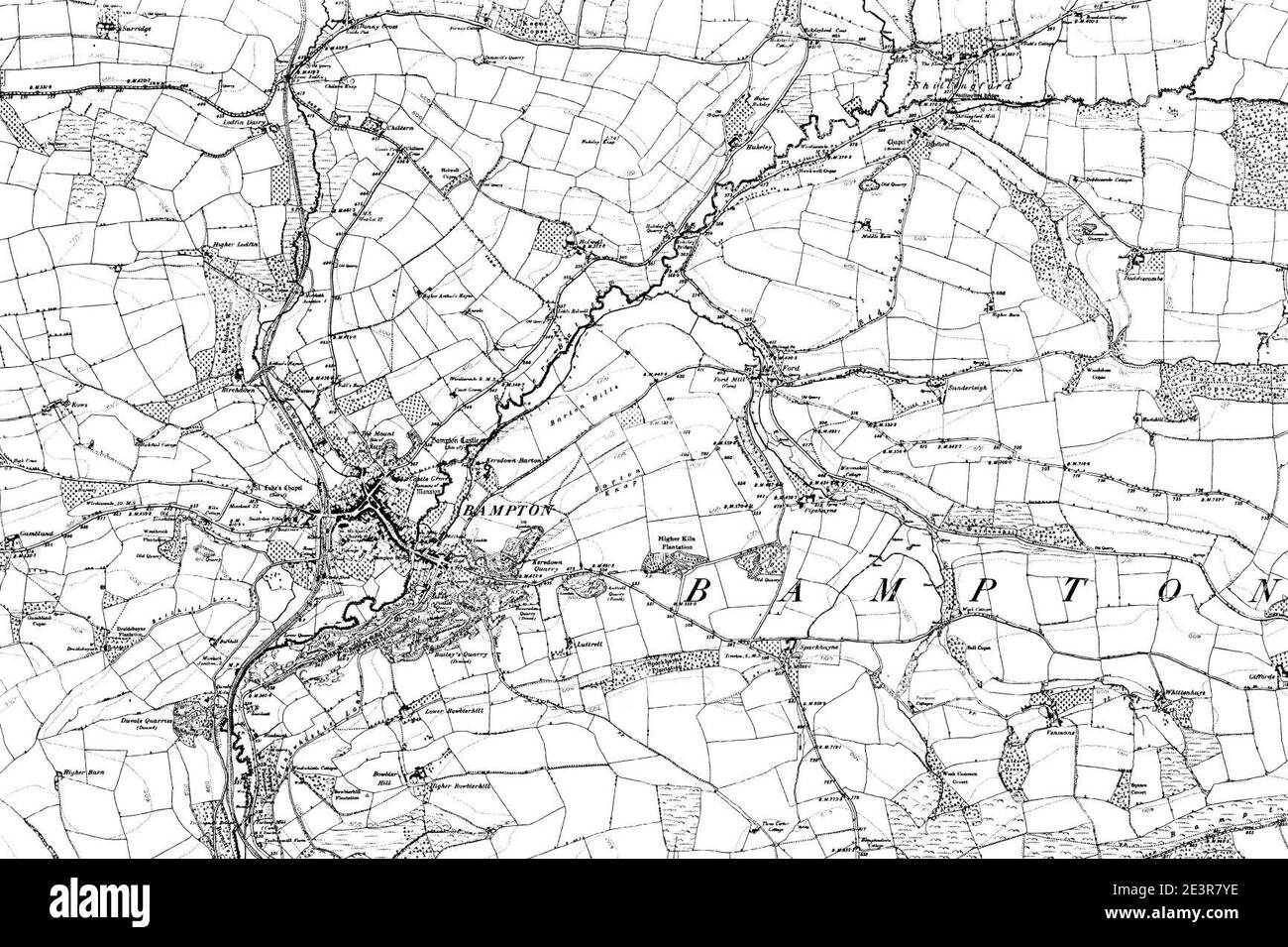 Map of Devon OS Map name 024-SE, Ordnance Survey, 1862-1898 Stock Photo ...