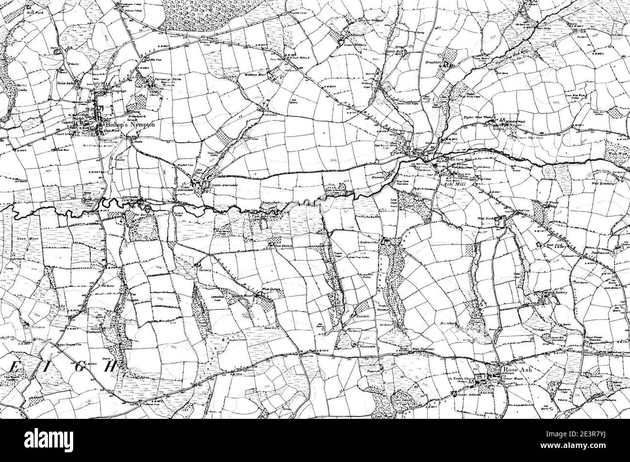 Map of Devon OS Map name 022-SE, Ordnance Survey, 1862-1898 Stock Photo ...