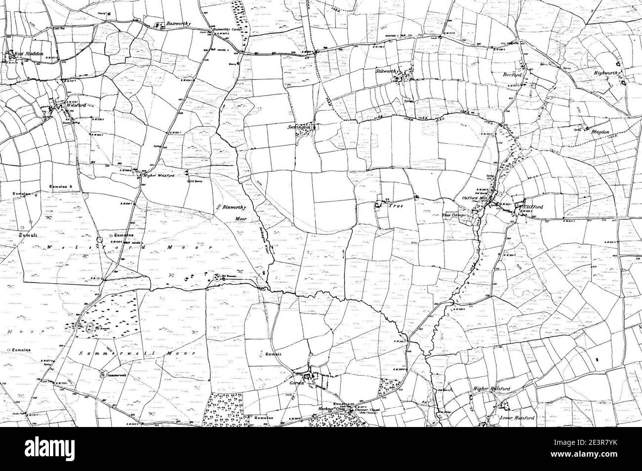 Map of Devon OS Map name 027-NE, Ordnance Survey, 1862-1898 Stock Photo ...
