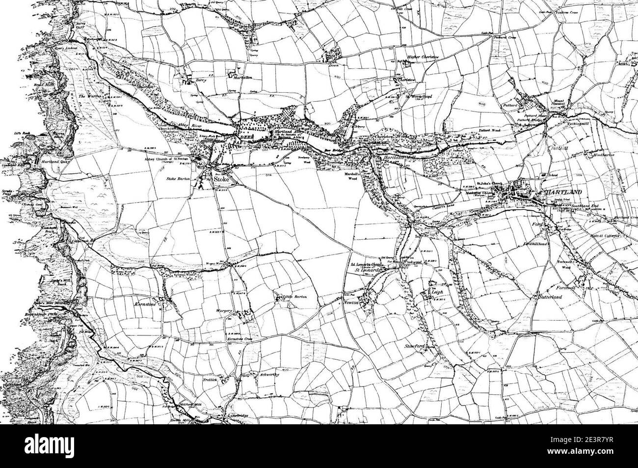 Map of Devon OS Map name 017-SW, Ordnance Survey, 1862-1898 Stock Photo ...