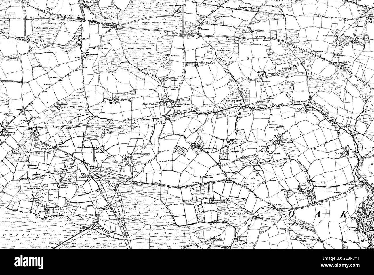Map of Devon OS Map name 023-SE, Ordnance Survey, 1862-1898 Stock Photo ...