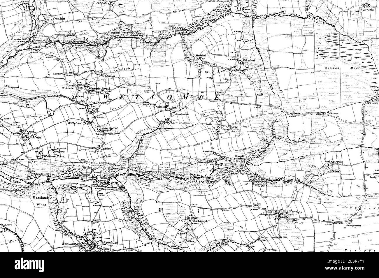 Map of Devon OS Map name 027-SW, Ordnance Survey, 1862-1898 Stock Photo ...