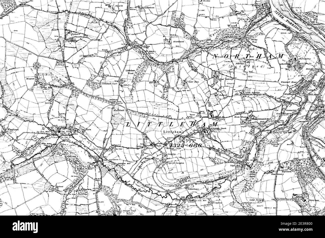 Map of Devon OS Map name 019-SW, Ordnance Survey, 1862-1898 Stock Photo ...
