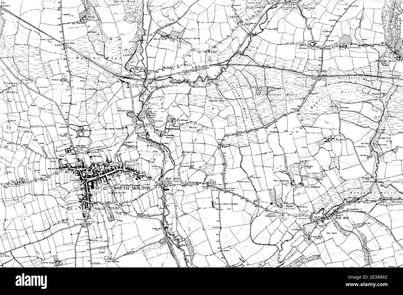 Map of Devon OS Map name 022-NW, Ordnance Survey, 1862-1898 Stock Photo ...