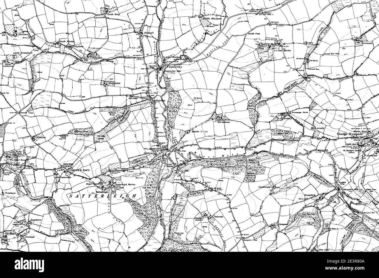 Map of Devon OS Map name 021-SE, Ordnance Survey, 1862-1898 Stock Photo ...