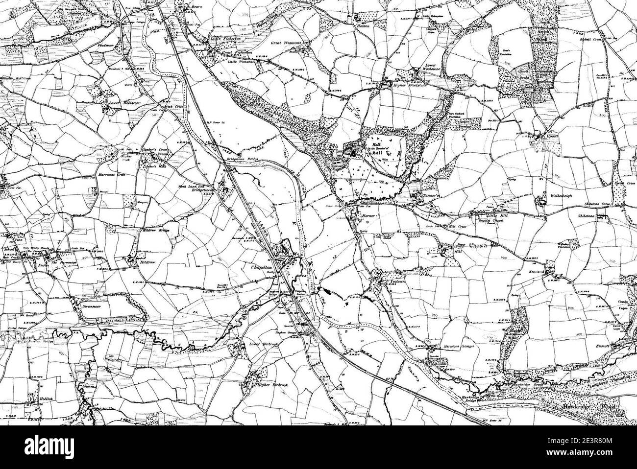 Map of Devon OS Map name 020-NE, Ordnance Survey, 1862-1898 Stock Photo ...