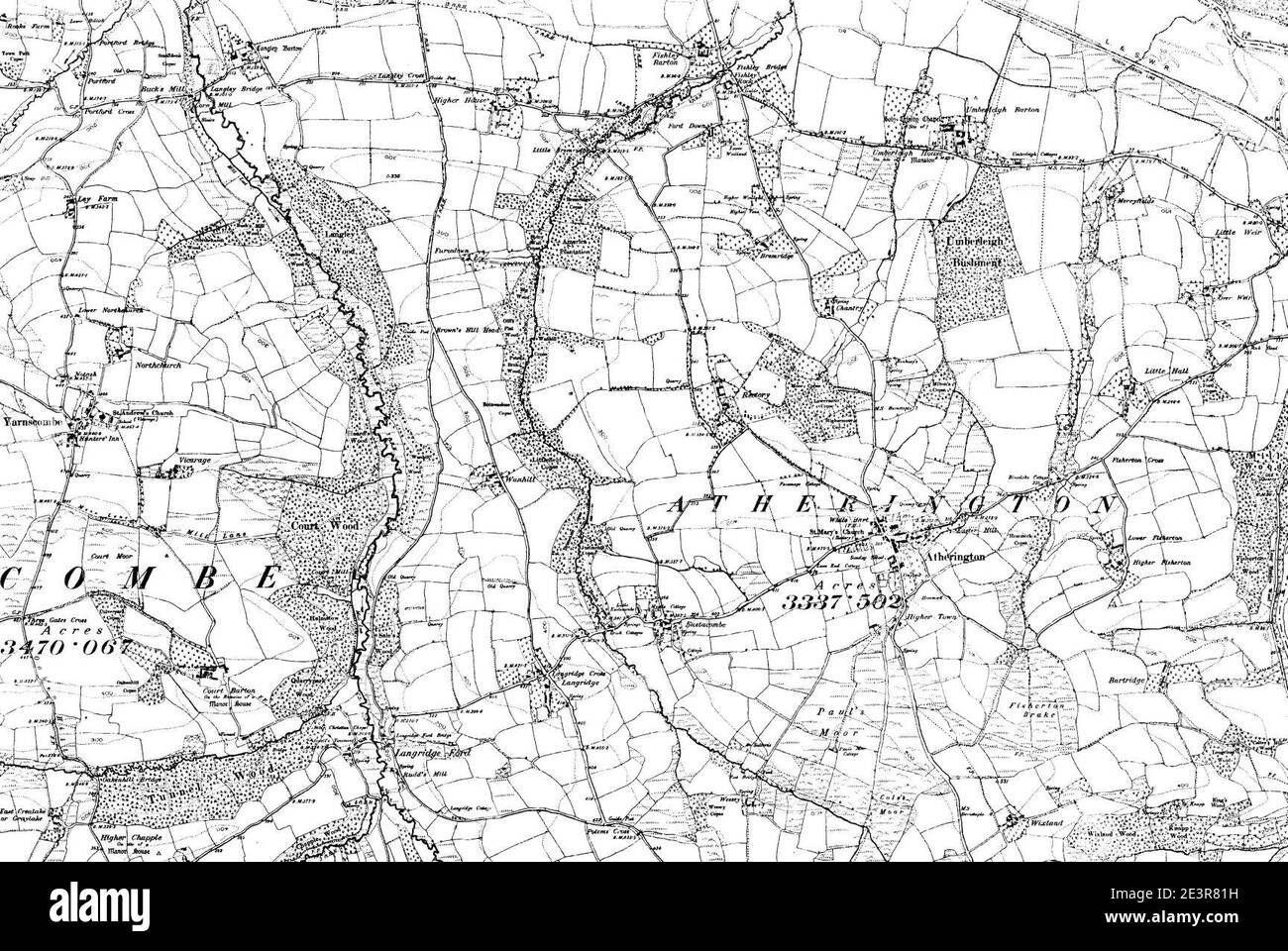 Map of Devon OS Map name 020-SE, Ordnance Survey, 1862-1898 Stock Photo ...