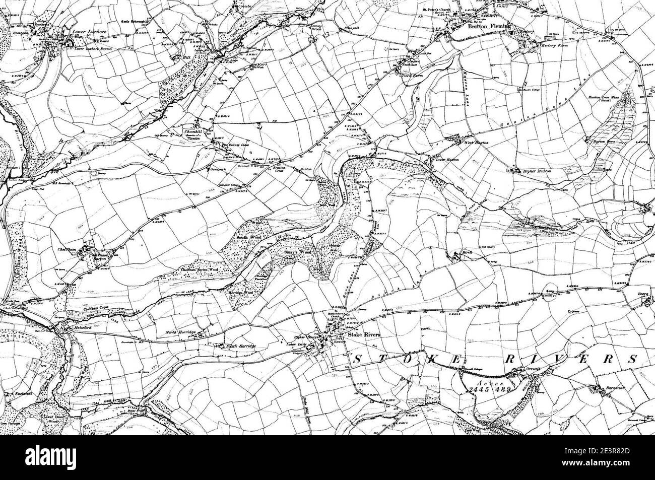 Map of Devon OS Map name 010-SW, Ordnance Survey, 1862-1898 Stock Photo ...