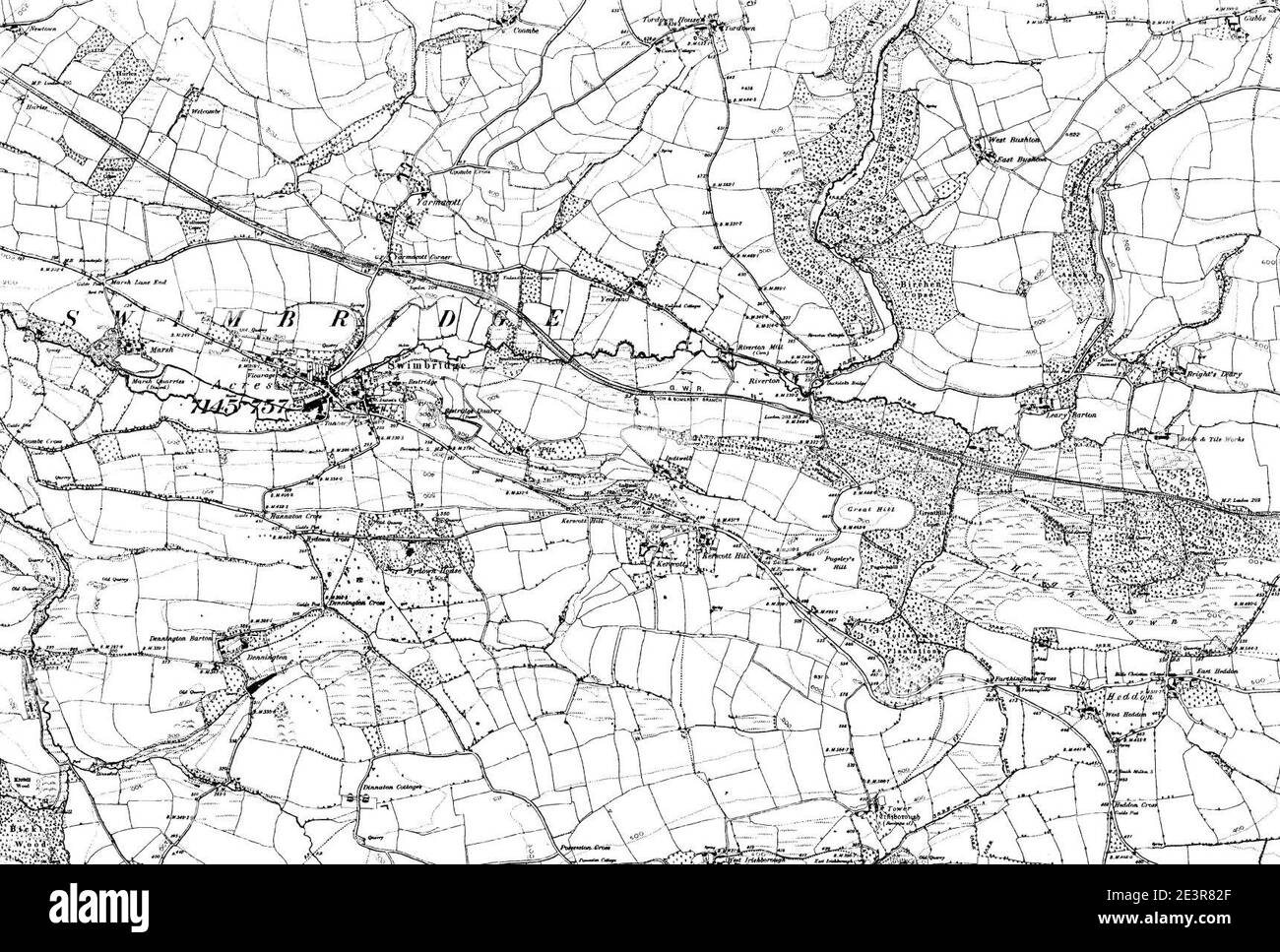 Map of Devon OS Map name 014-SW, Ordnance Survey, 1862-1898 Stock Photo ...