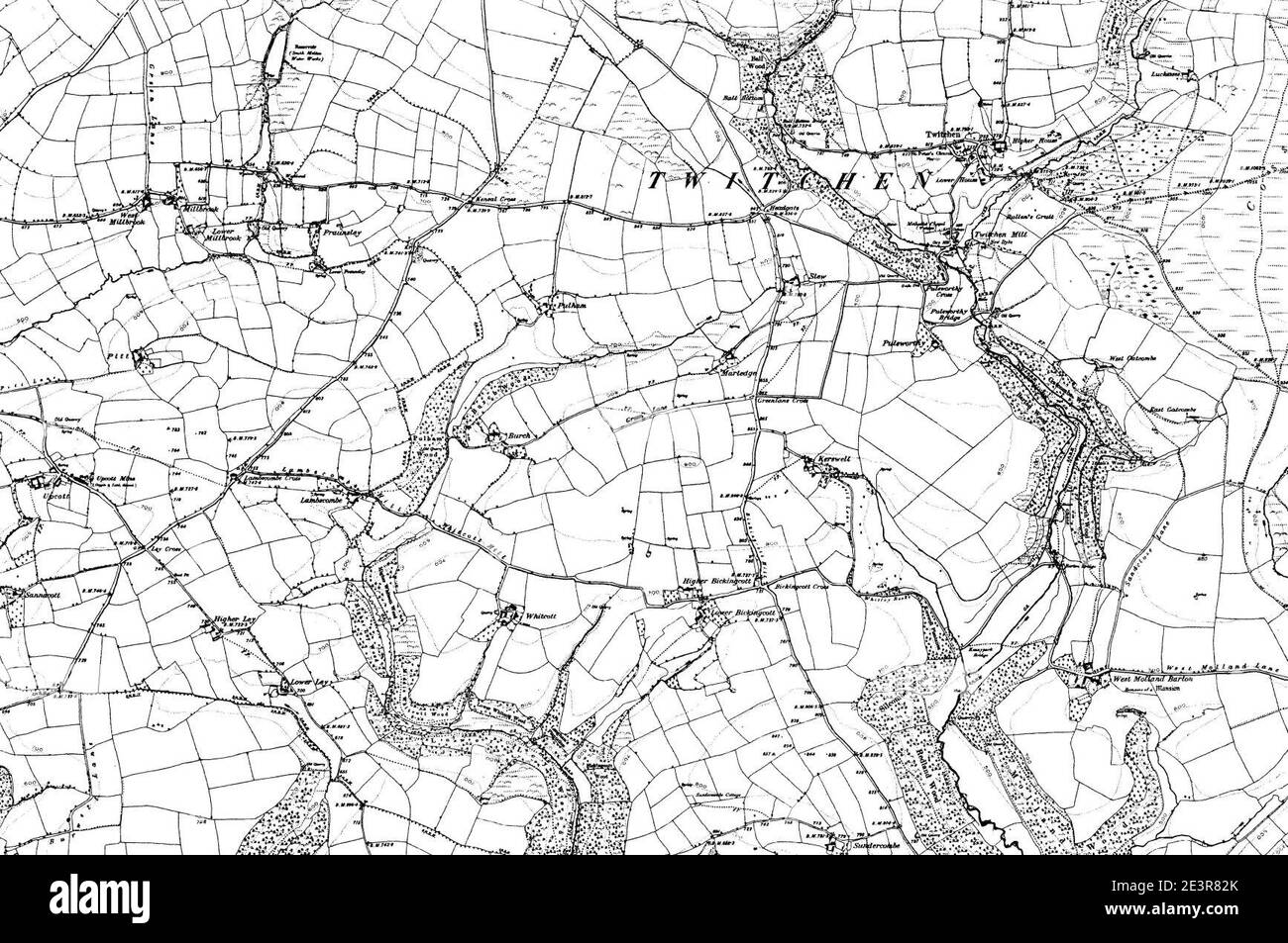 Map of Devon OS Map name 015-SE, Ordnance Survey, 1862-1898 Stock Photo ...