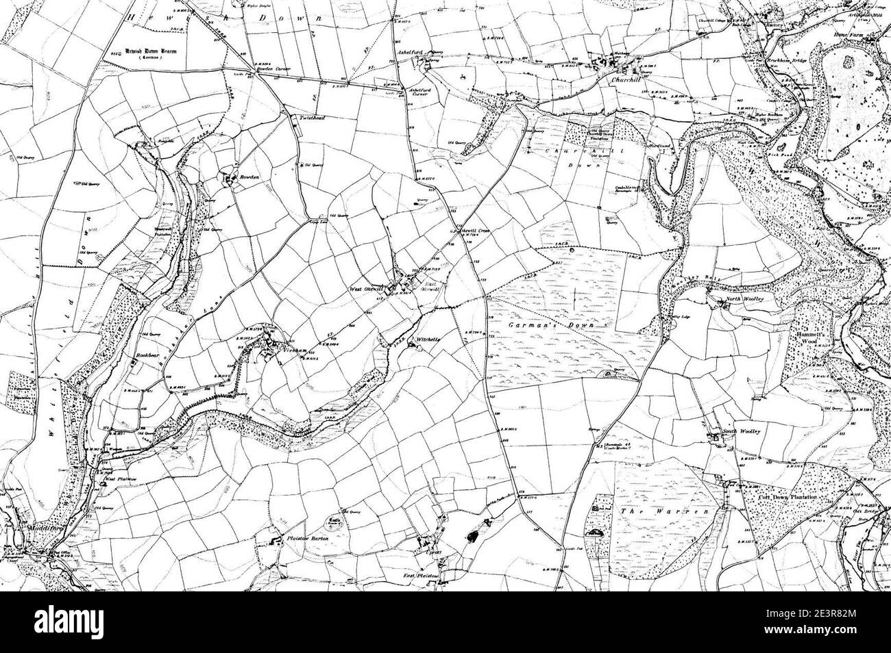 Map of Devon OS Map name 009-NE, Ordnance Survey, 1862-1898 Stock Photo ...