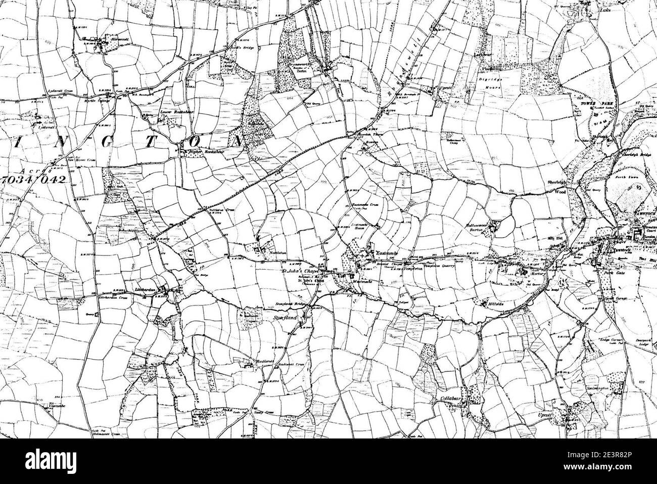 Map of Devon OS Map name 013-SW, Ordnance Survey, 1862-1898 Stock Photo ...