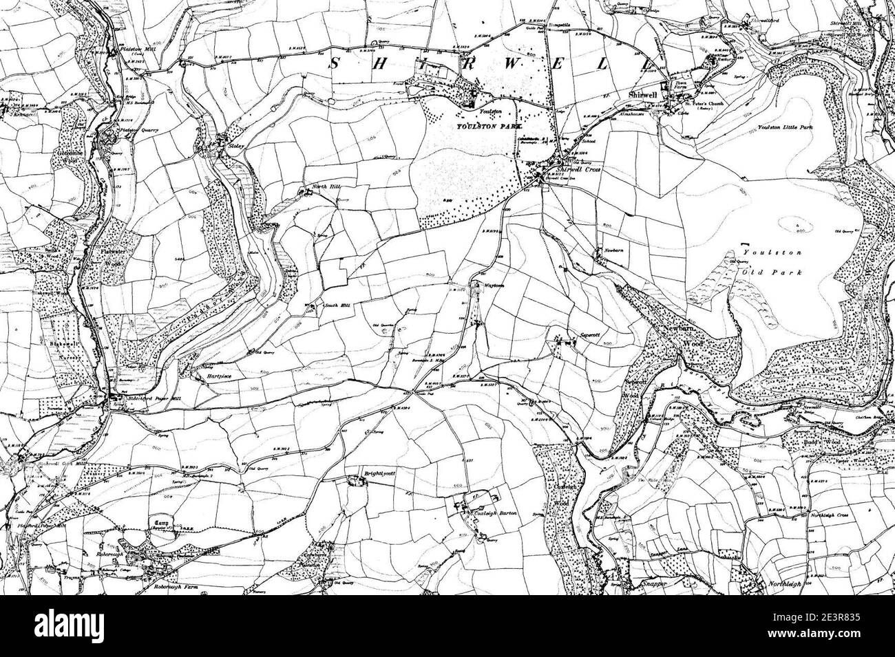Map of Devon OS Map name 009-SE, Ordnance Survey, 1862-1898 Stock Photo ...