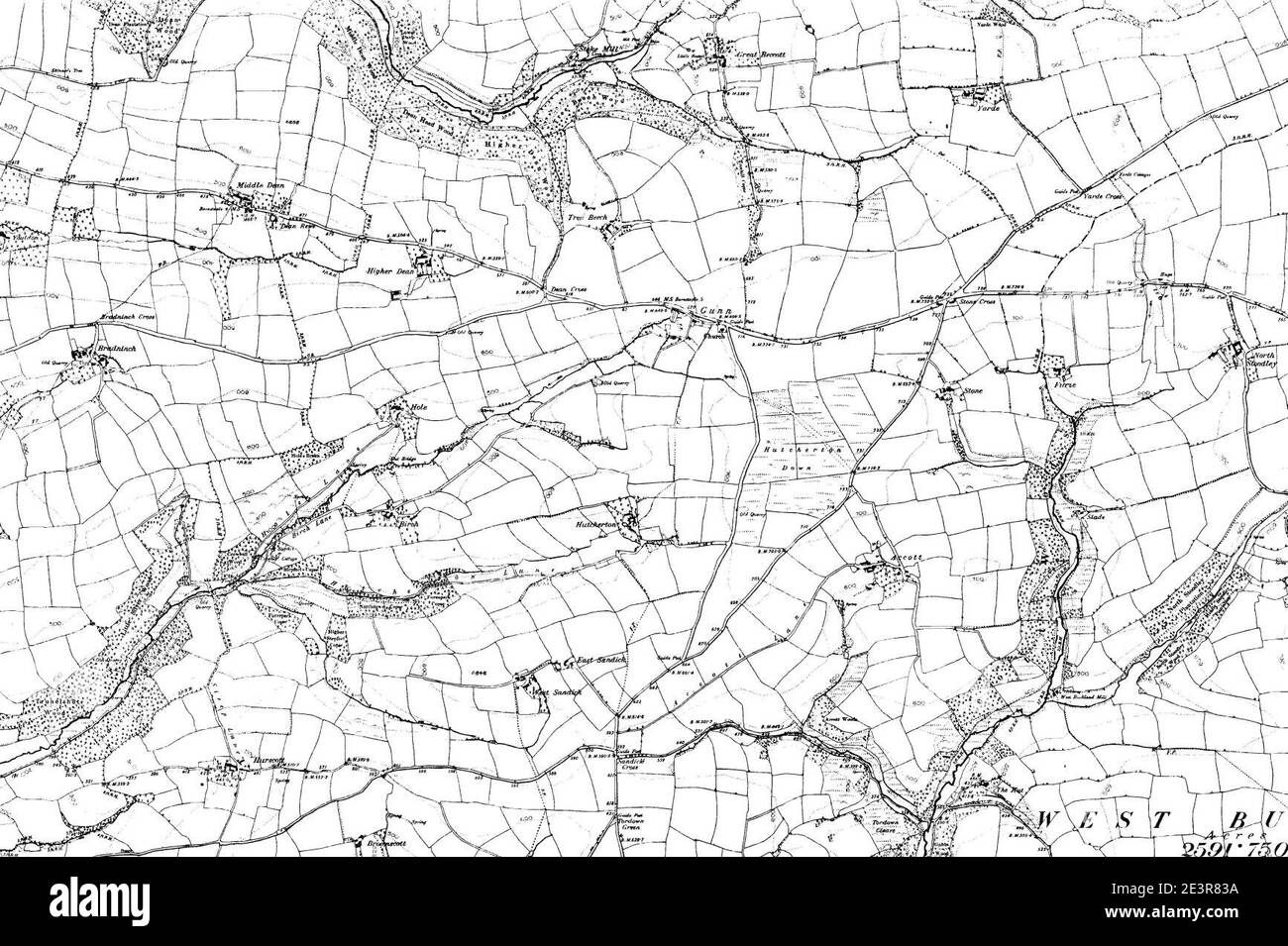 Map of Devon OS Map name 014-NW, Ordnance Survey, 1862-1898 Stock Photo ...